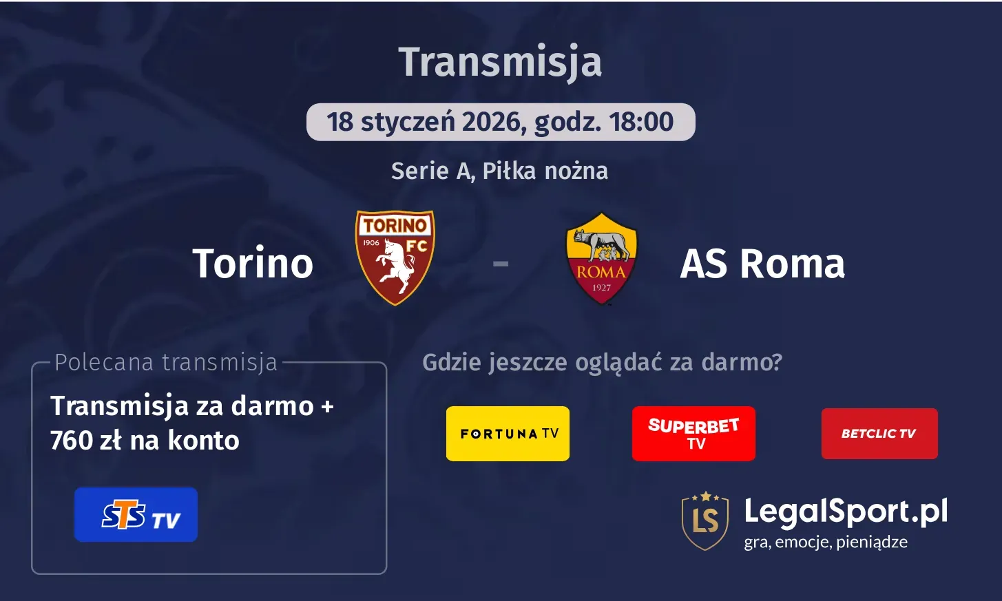 Torino - AS Roma gdzie oglądać? (18.01)